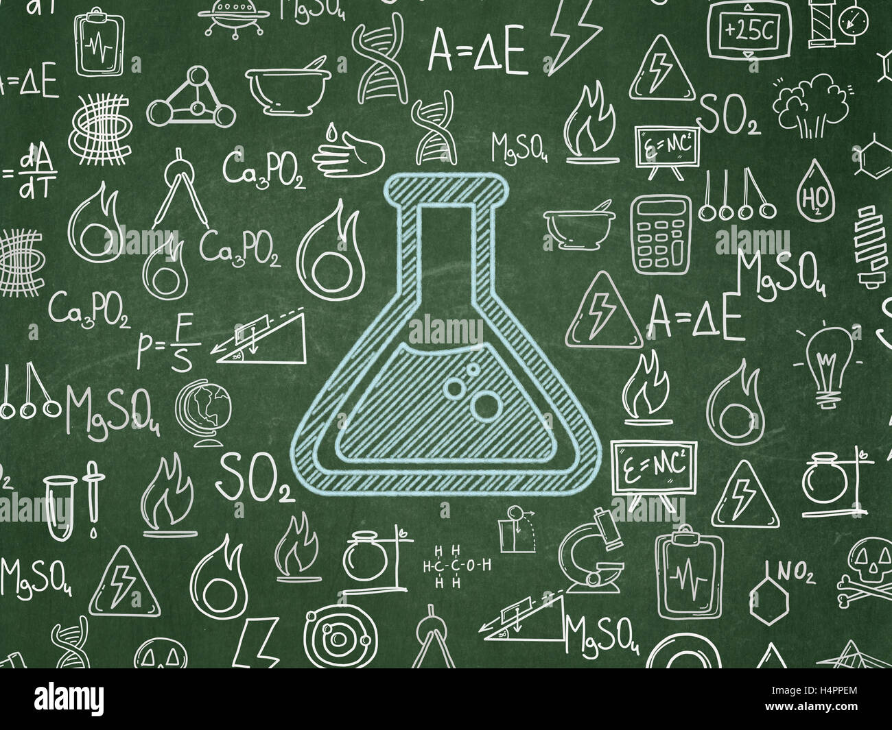 Science concept: Flask on School board background Stock Photo - Alamy