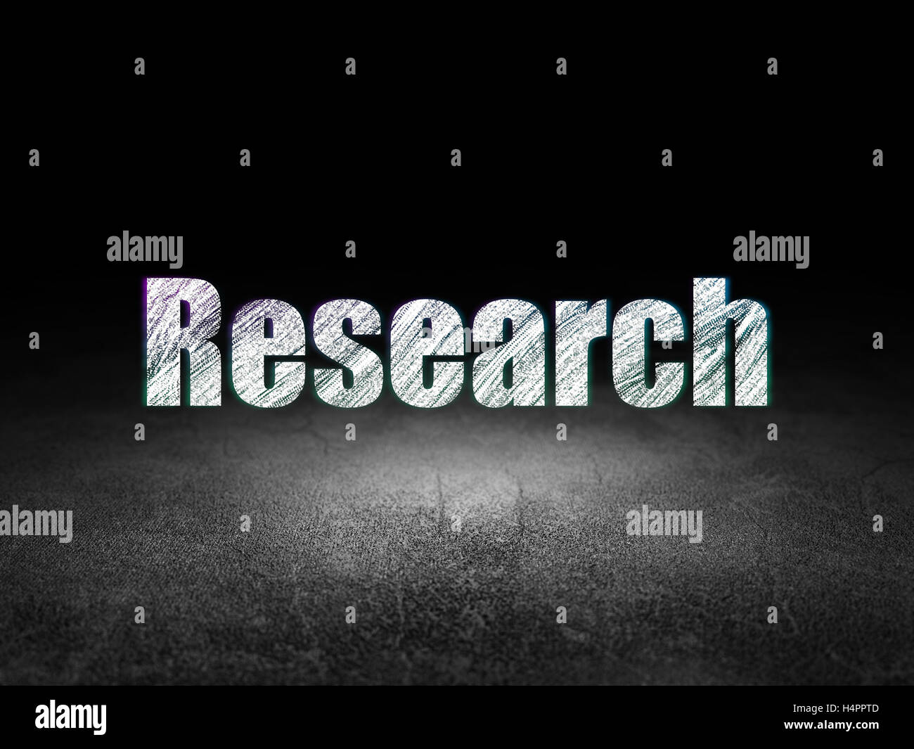 Advertising concept: Research in grunge dark room Stock Photo - Alamy