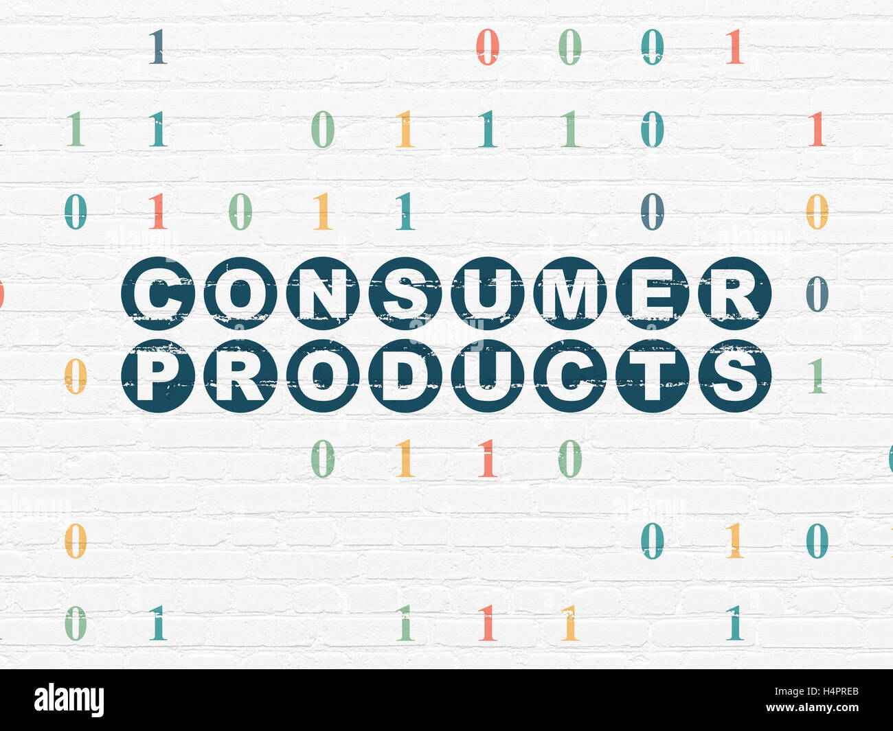 Finance concept: Consumer Products on wall background Stock Photo - Alamy