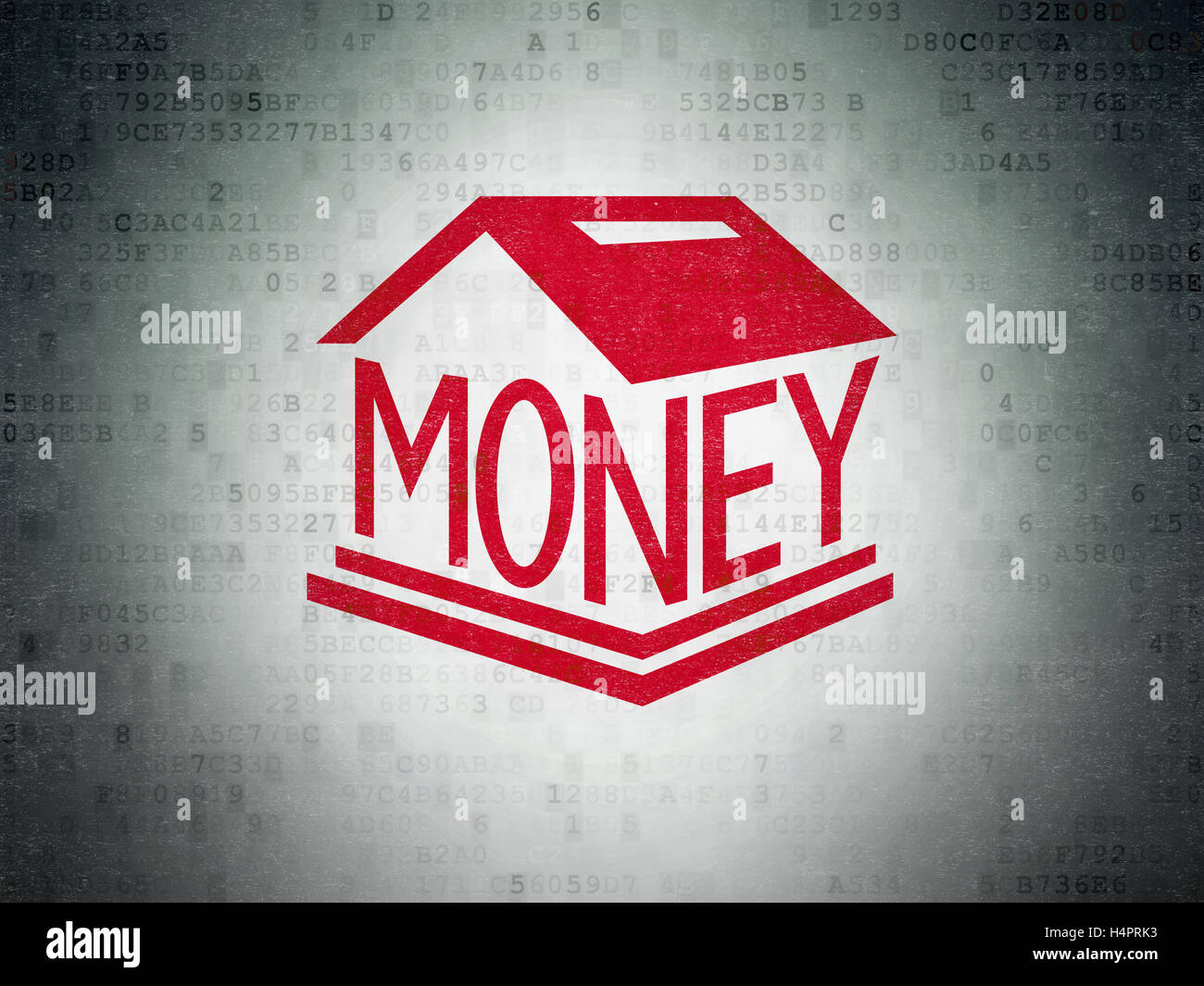 Currency concept: Money Box on Digital Data Paper background Stock ...