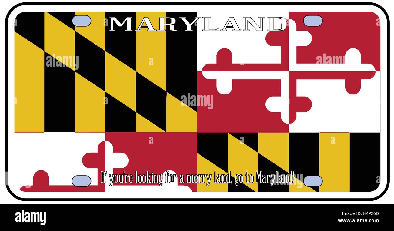 Maryland state license plate in the colors of the state flag with the ...
