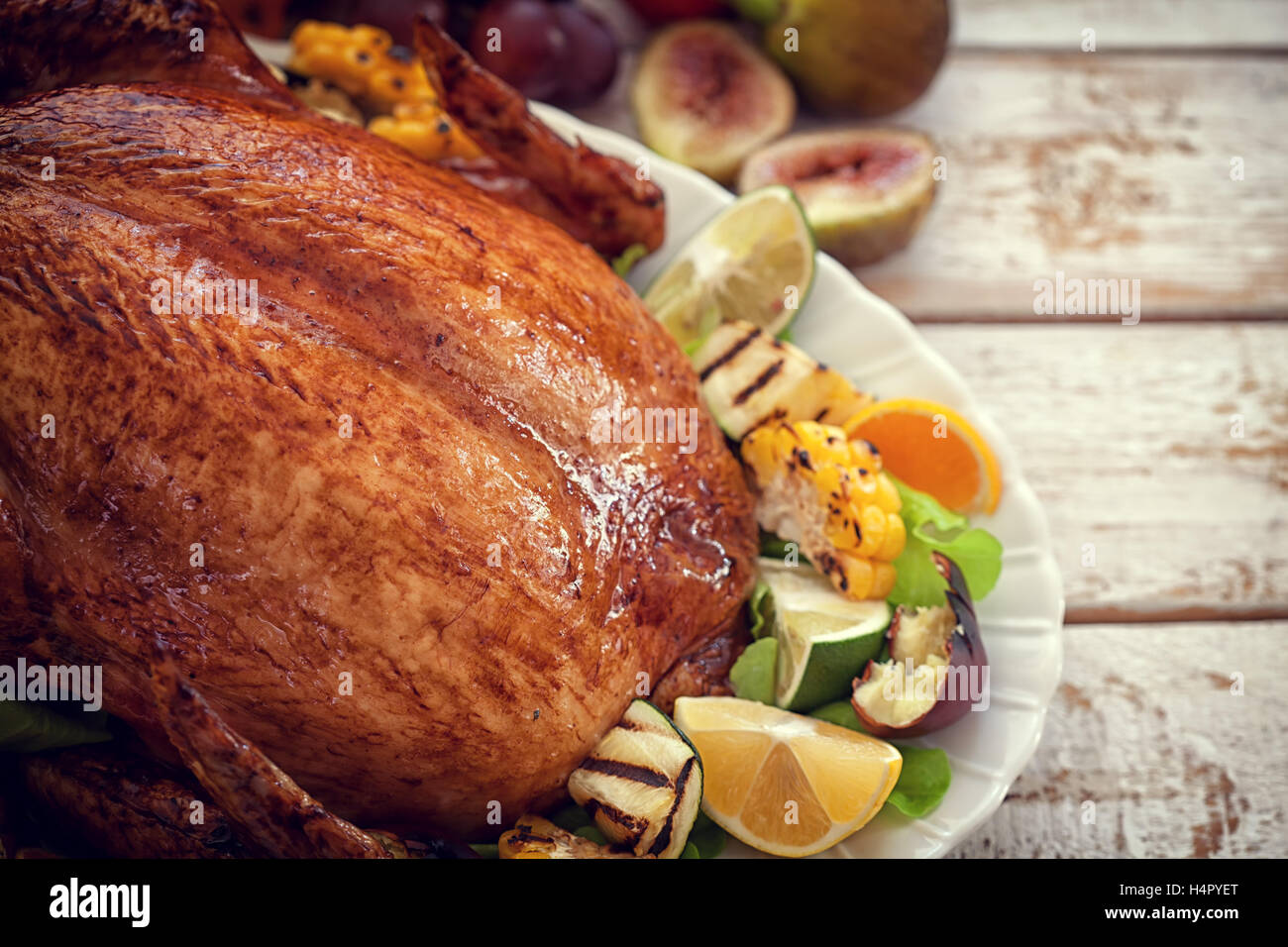 Thanksgiving Turkey table with copy space Stock Photo - Alamy