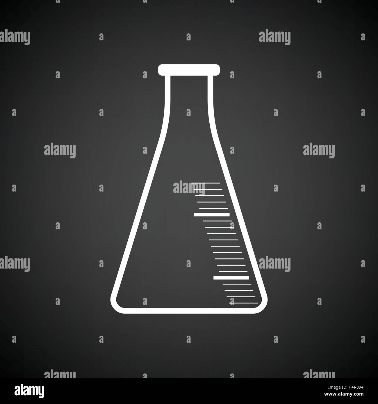 Icon of chemistry cone flask. Black background with white. Vector ...