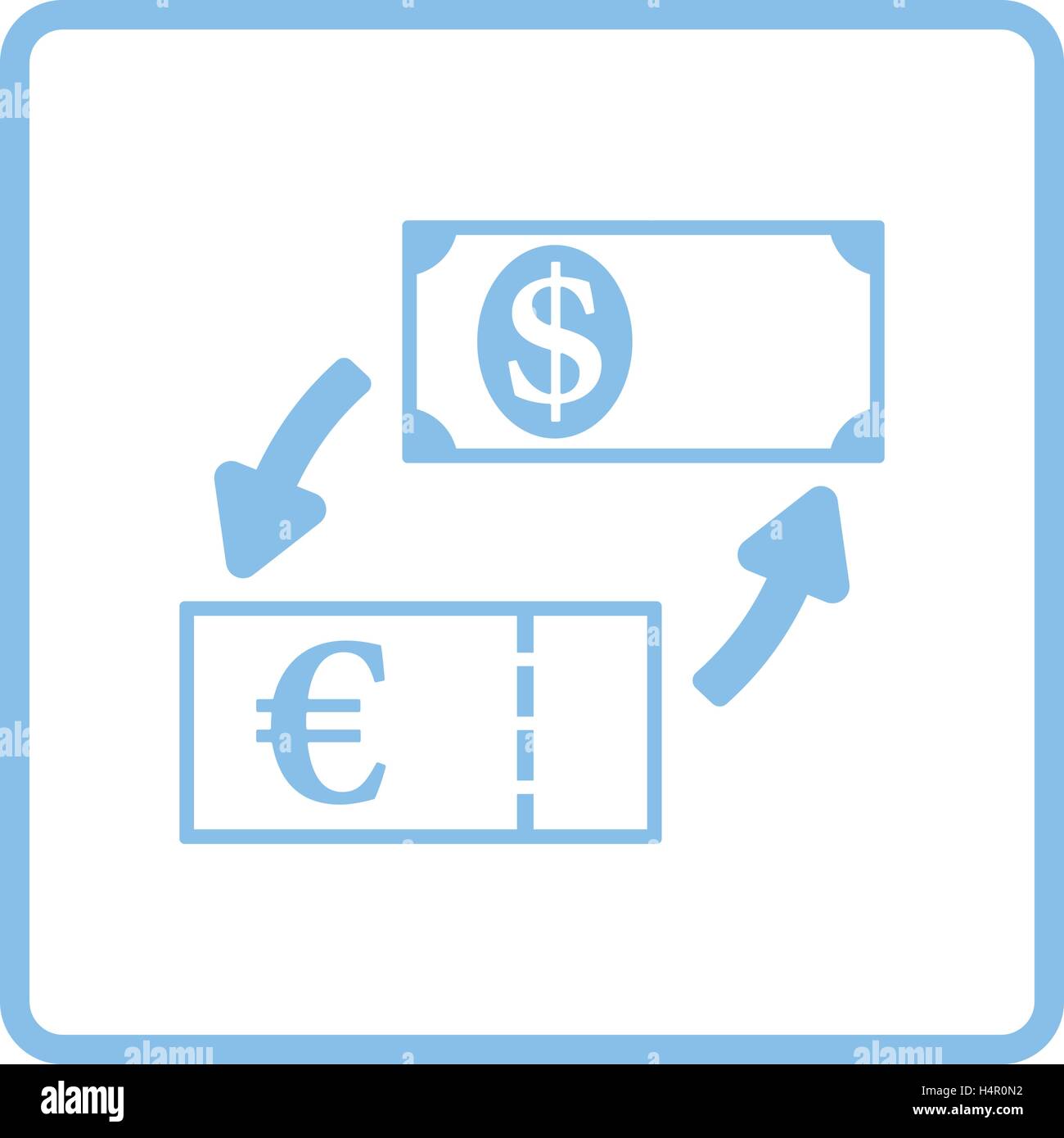 Currency dollar and euro exchange icon. Blue frame design. Vector ...