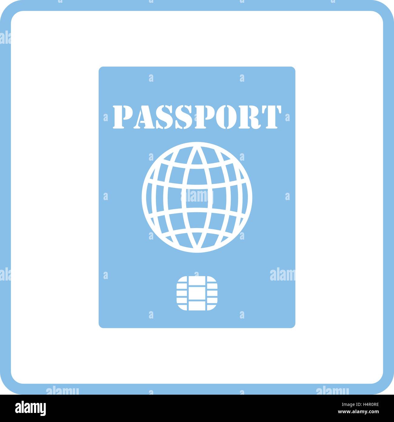 Passport with chip icon. Blue frame design. Vector illustration Stock ...