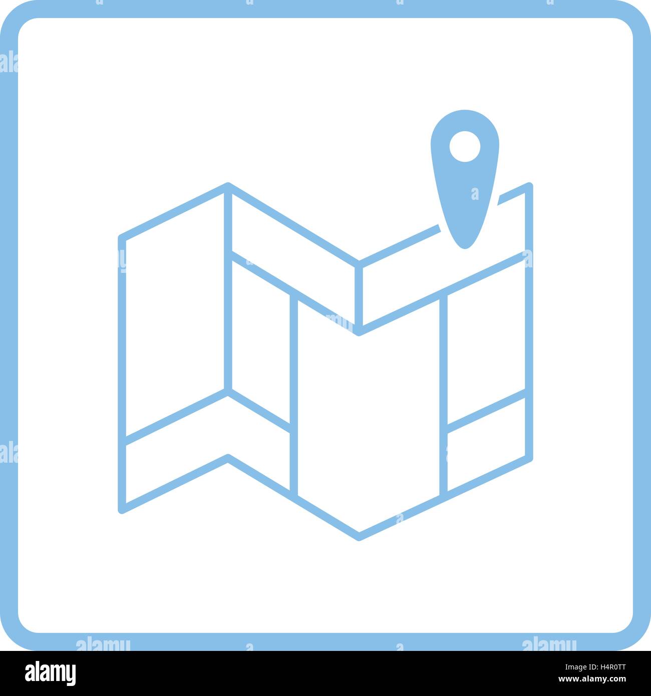 Navigation map icon. Blue frame design. Vector illustration Stock ...