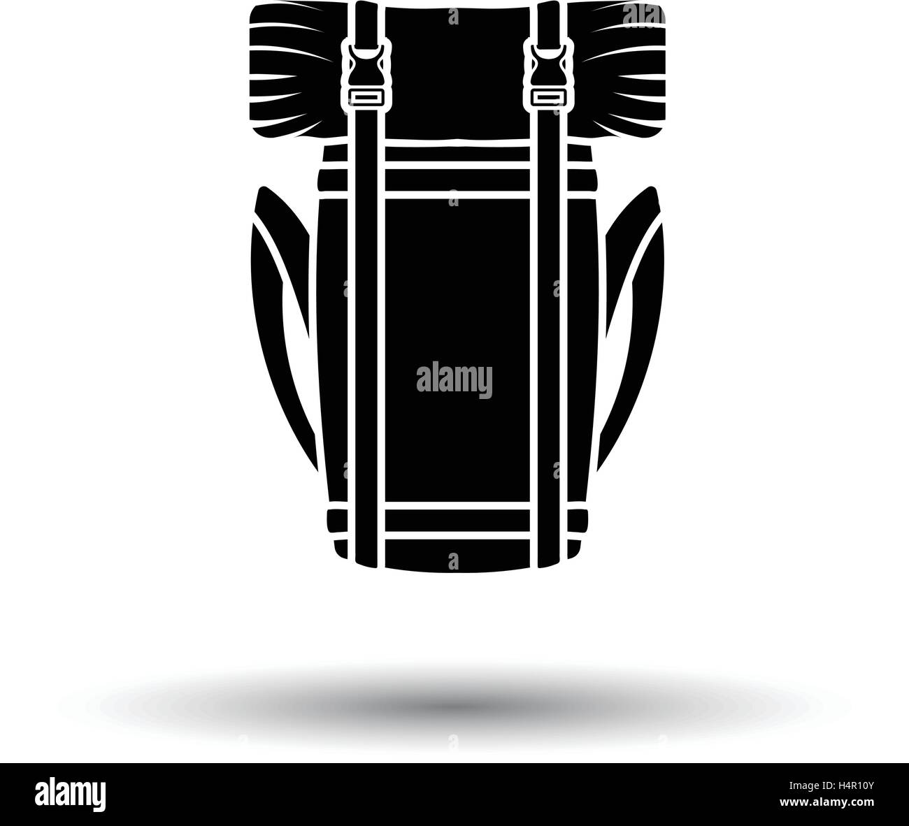 Camping backpack icon. White background with shadow design. Vector ...