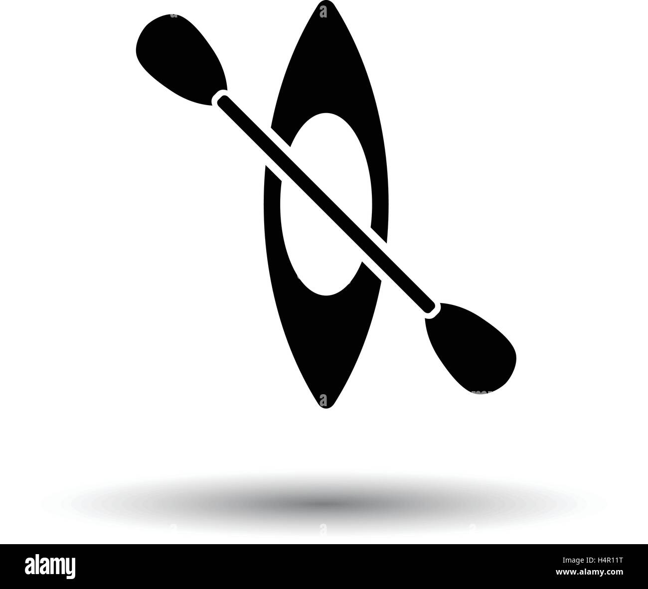 Kayak and paddle icon. White background with shadow design. Vector ...