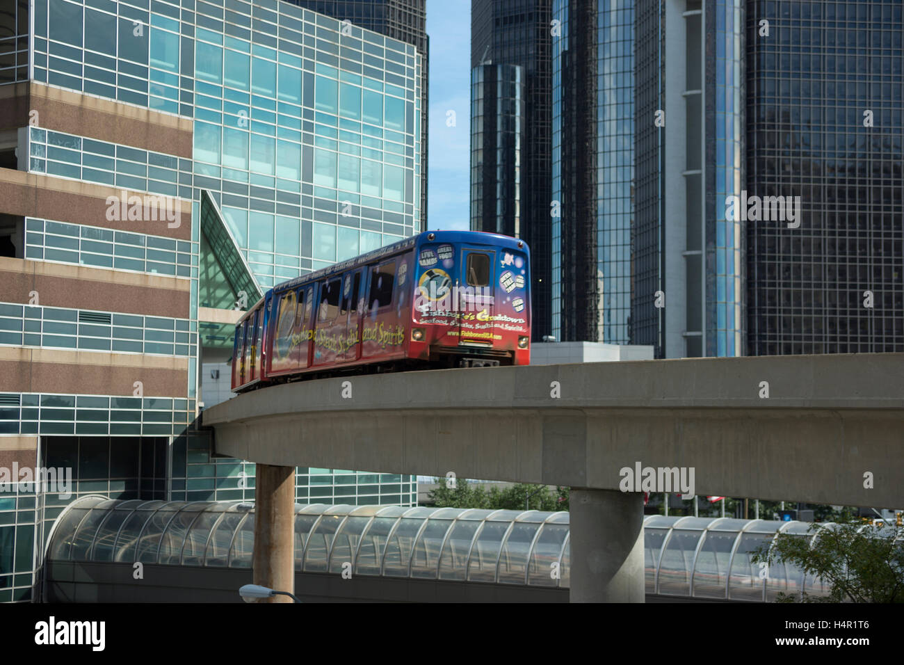 PEOPLE MOVER ELEVATED MONORAIL DOWNTOWN DETROIT MICHIGAN USA Stock ...