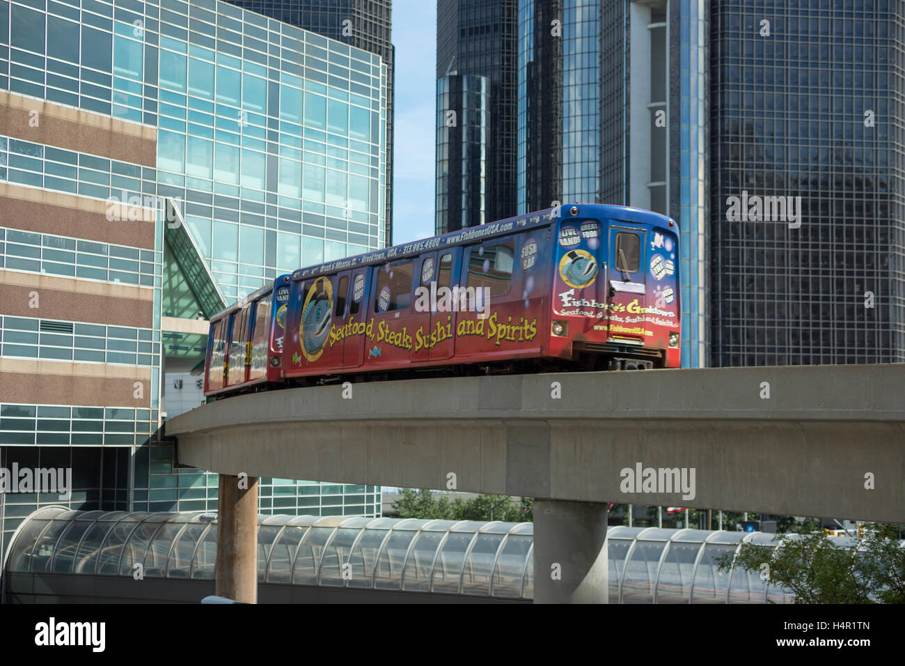 PEOPLE MOVER ELEVATED MONORAIL DOWNTOWN DETROIT MICHIGAN USA Stock ...