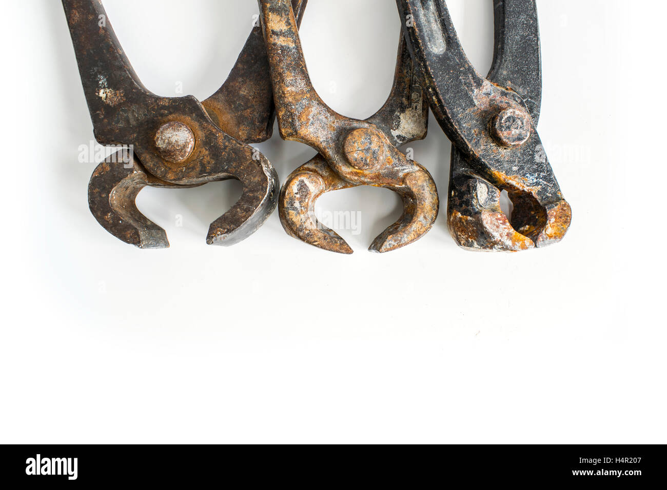 Three Rusty Pincer Pliers in frontal view Stock Photo - Alamy