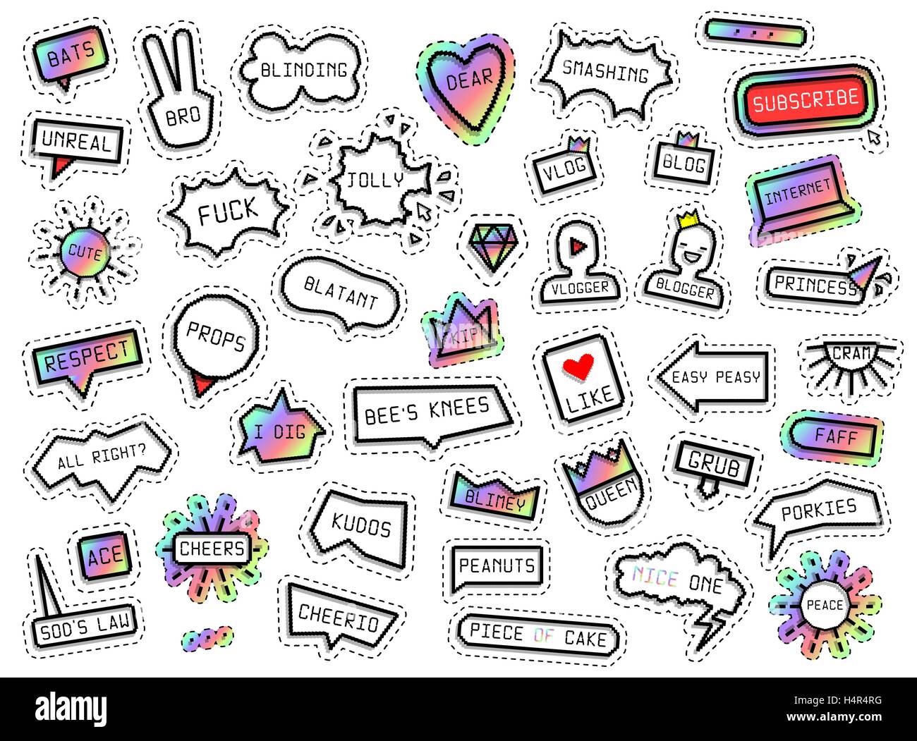 Set of 40 quote for the Web site in linear and pixel art style Stock ...