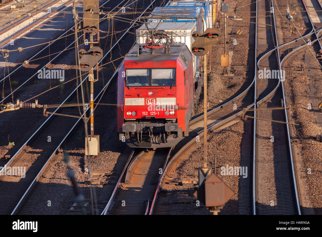 HANNOVER / GERMANY - OCTOBER 16, 2016: freight train from german rail, deutsche bahn, drives ...