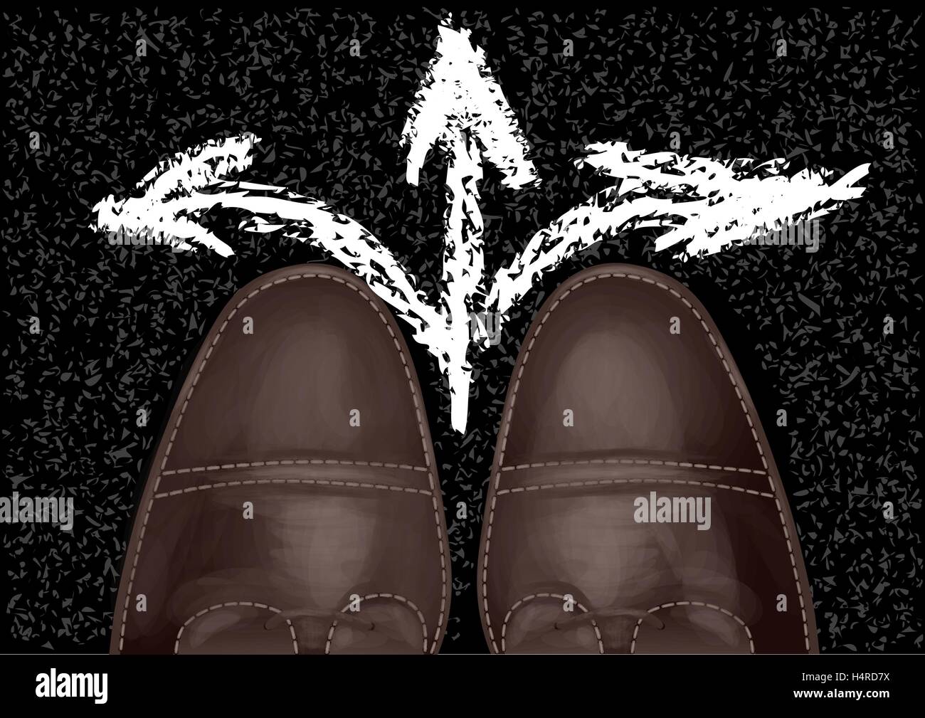 direction. decisions for the future man standing with three direction ...