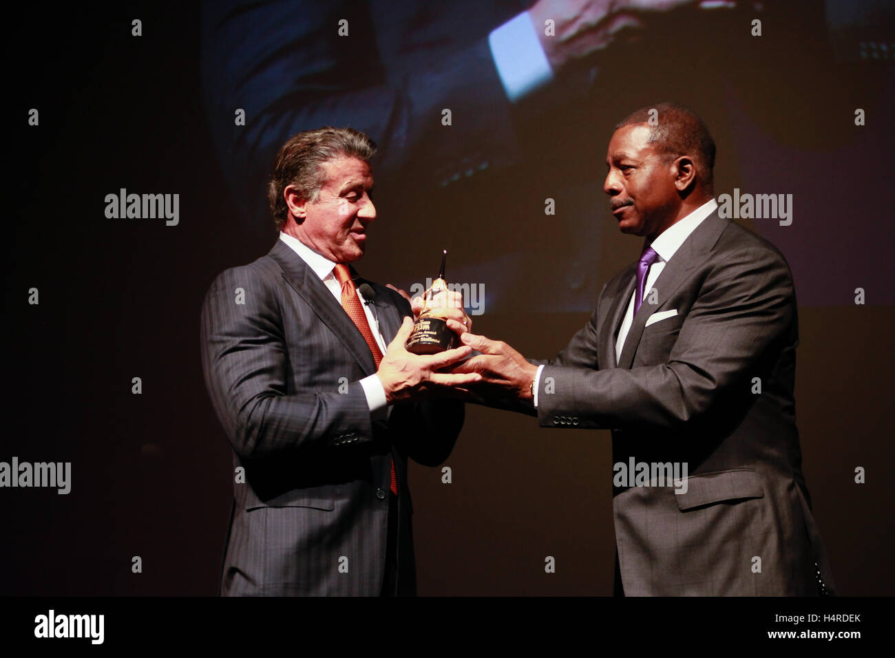 Actor Sylvester Stallone and Carl Weathers (r) at The Santa Barbara ...