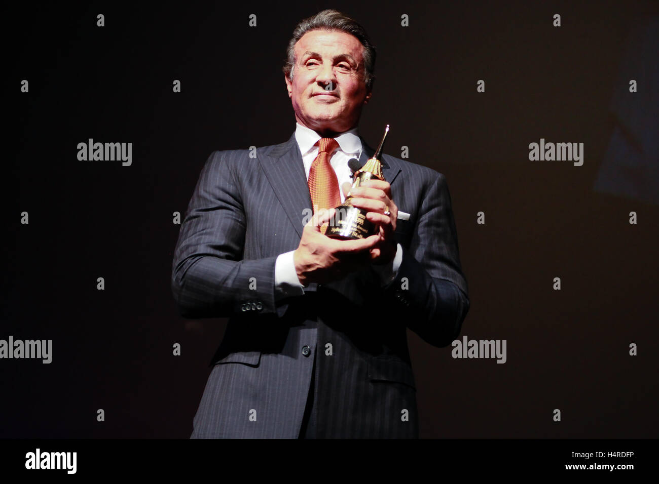 Actor Sylvester Stallone poses with the Montecito Award at The Santa ...