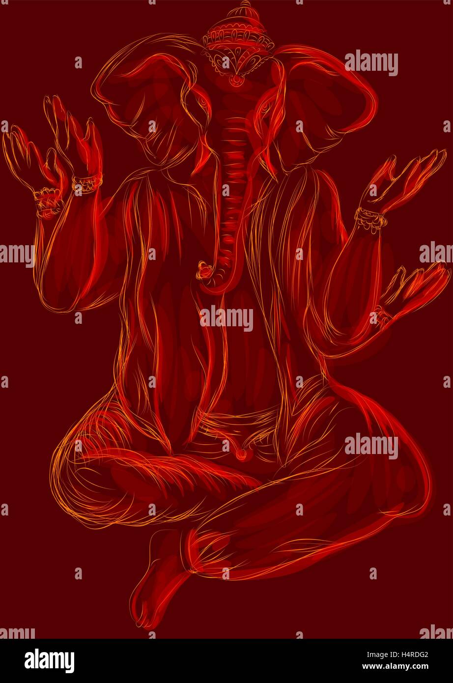 ganesh. abstract vector illustrtion on red background Stock Vector ...