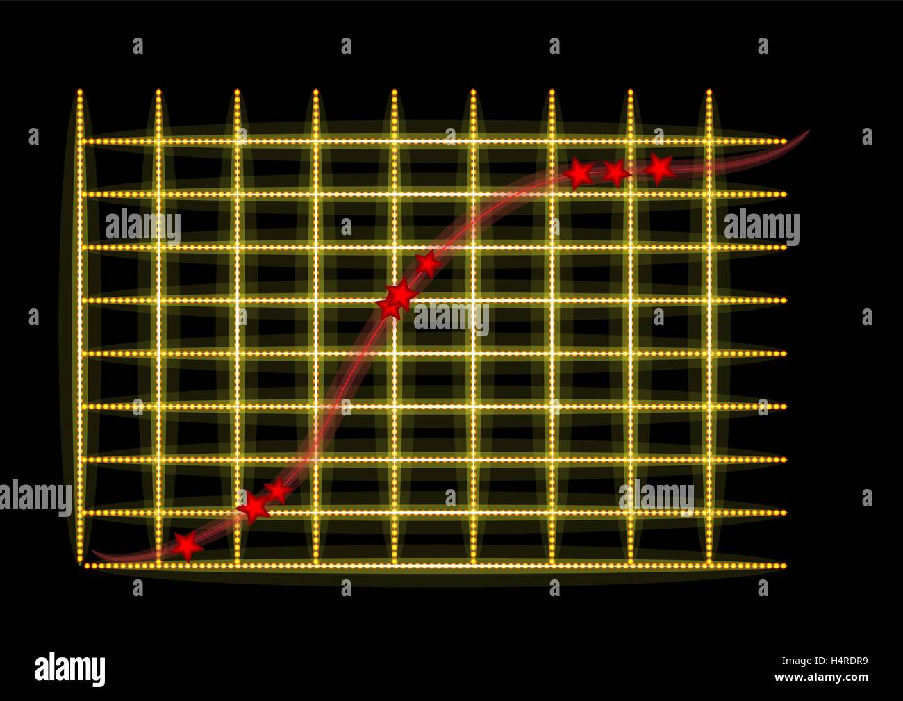 increase. abstract graph with yellow light and strar Stock Vector Image ...