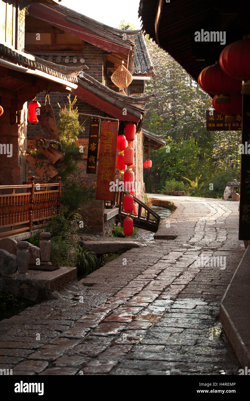 Stone path through ancient Chinese village Stock Photo - Alamy
