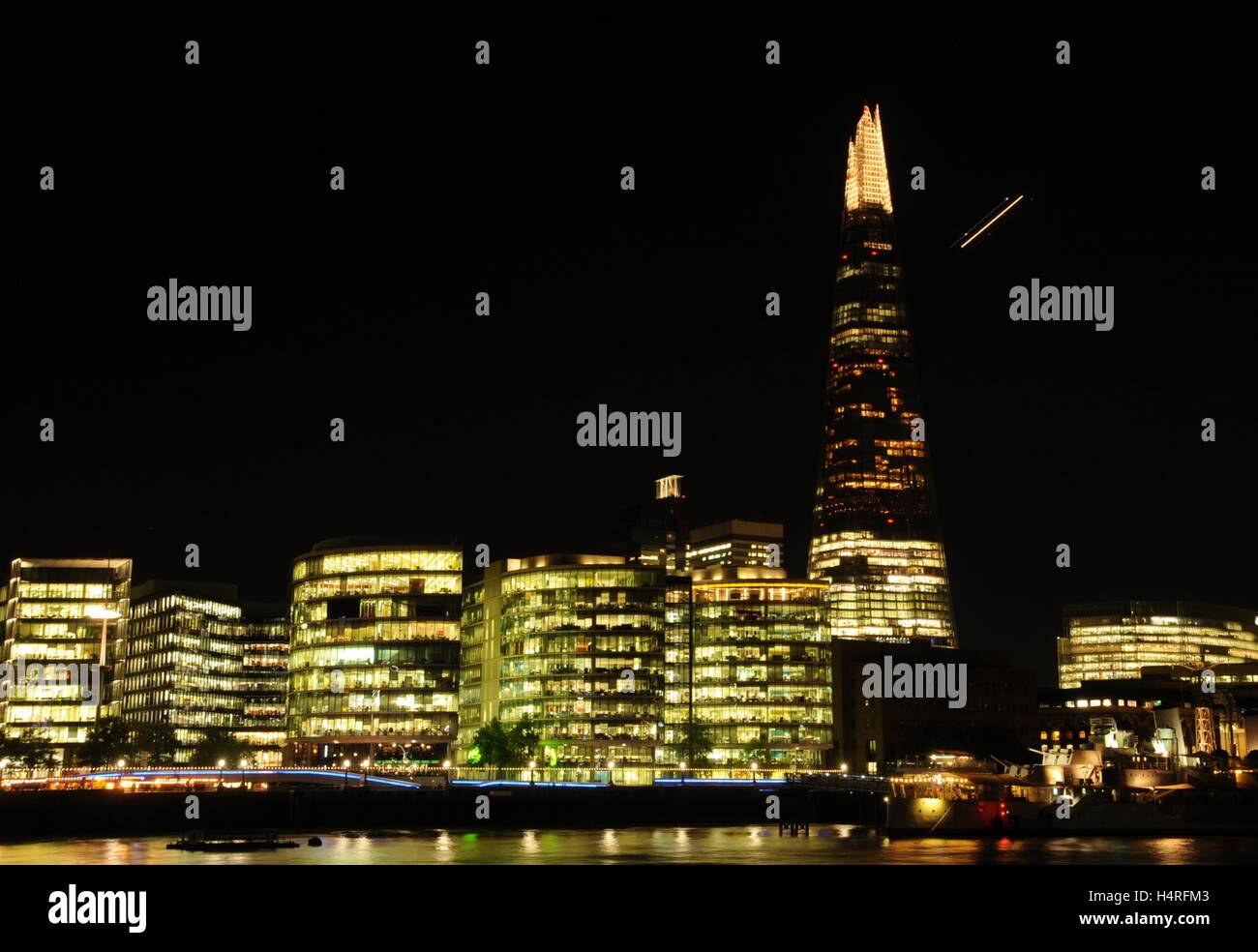 The Shard and London's river Thames, at night Stock Photo - Alamy