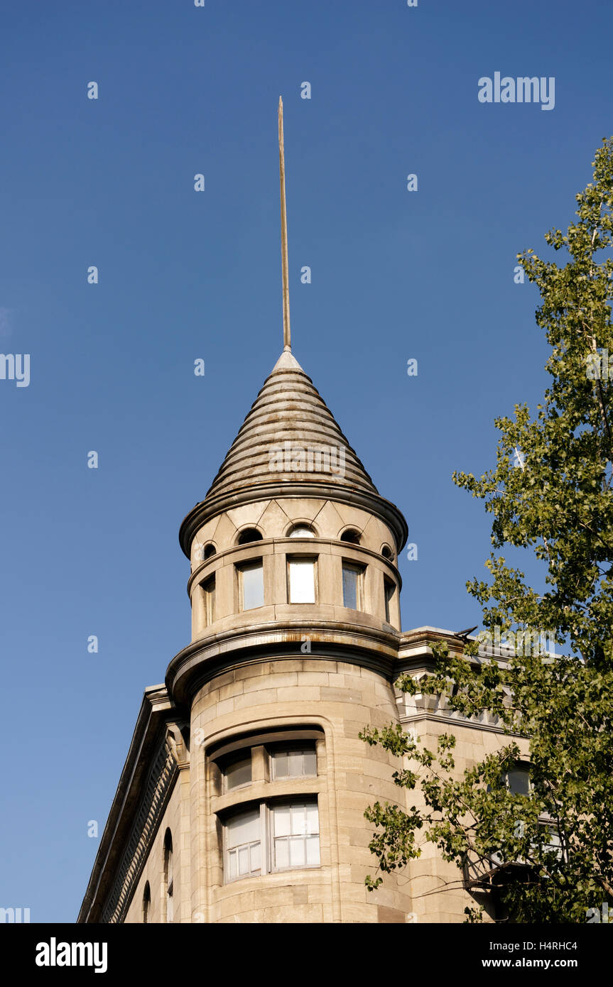 Tower of a French colonial building in Old Montreal, Quebec, Canada ...