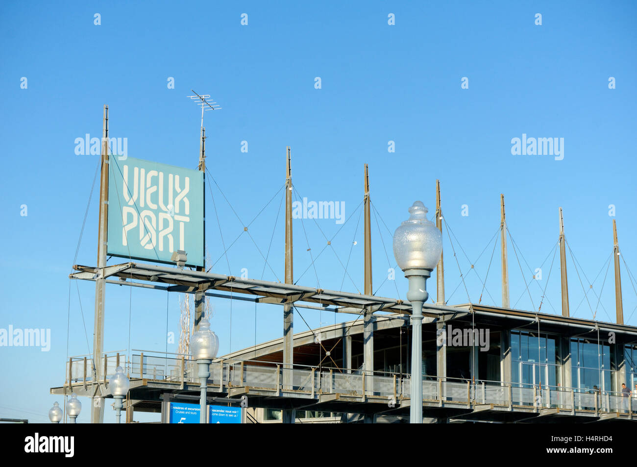 Vieux Port sign and Jacques Cartier Pavilion in the Old Port of ...
