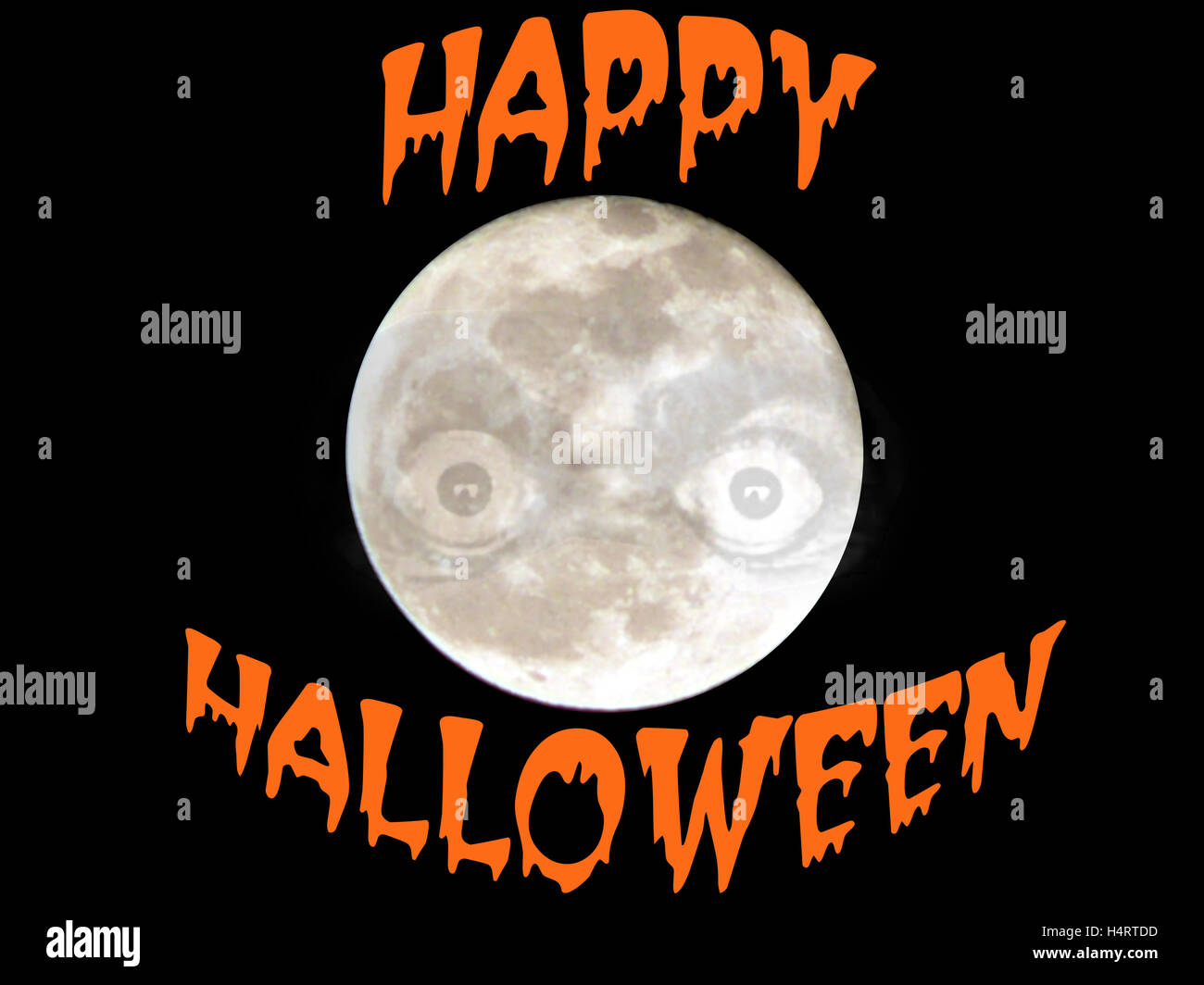 photomanipulation depicting full moon with scary eyes during Halloween ...
