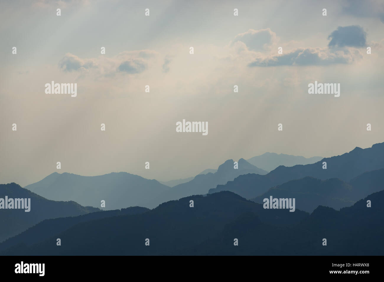 Abstract landscape of mountains with space for text in the sky Stock ...