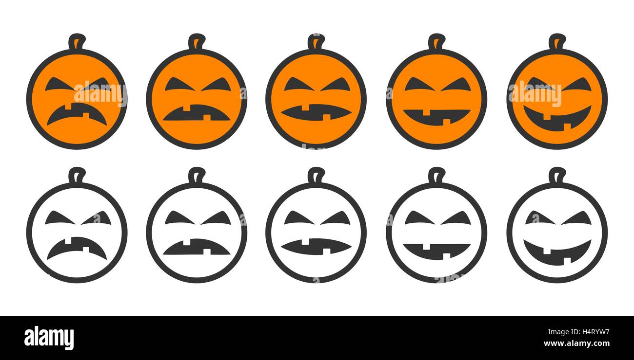 Halloween Pumpkin Emoji icons Stock Vector Image & Art - Alamy