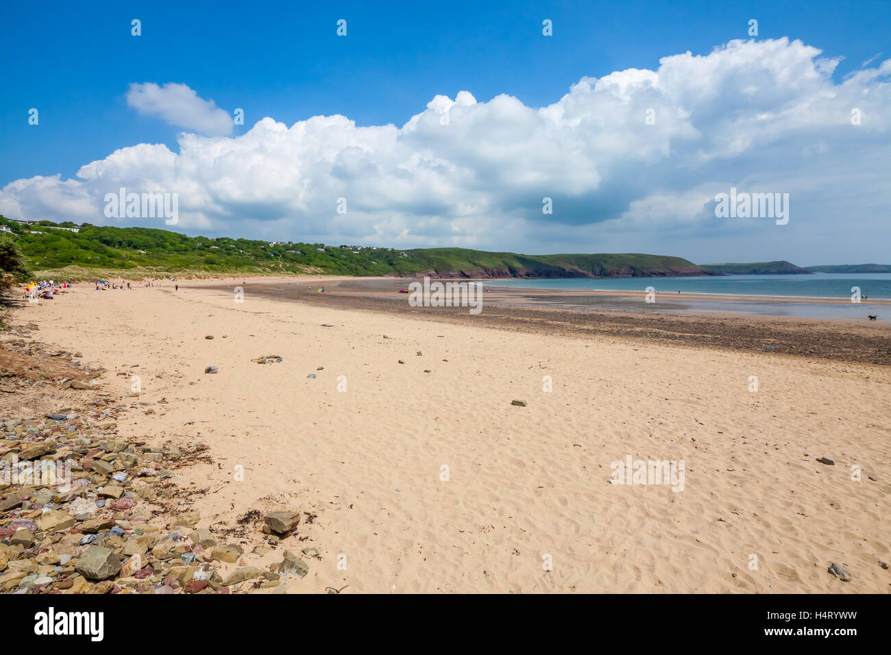 Freshwater East beach in Pembrokeshire, Wales, UK - May / Spring Stock ...