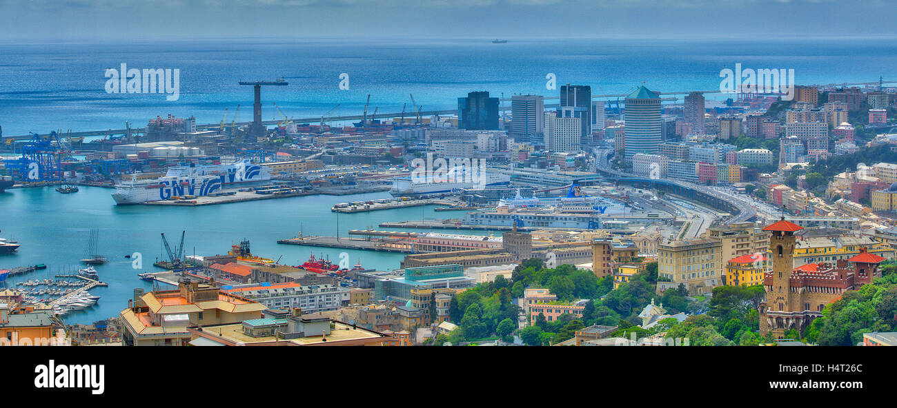 Ancient port of Genoa from above Stock Photo - Alamy