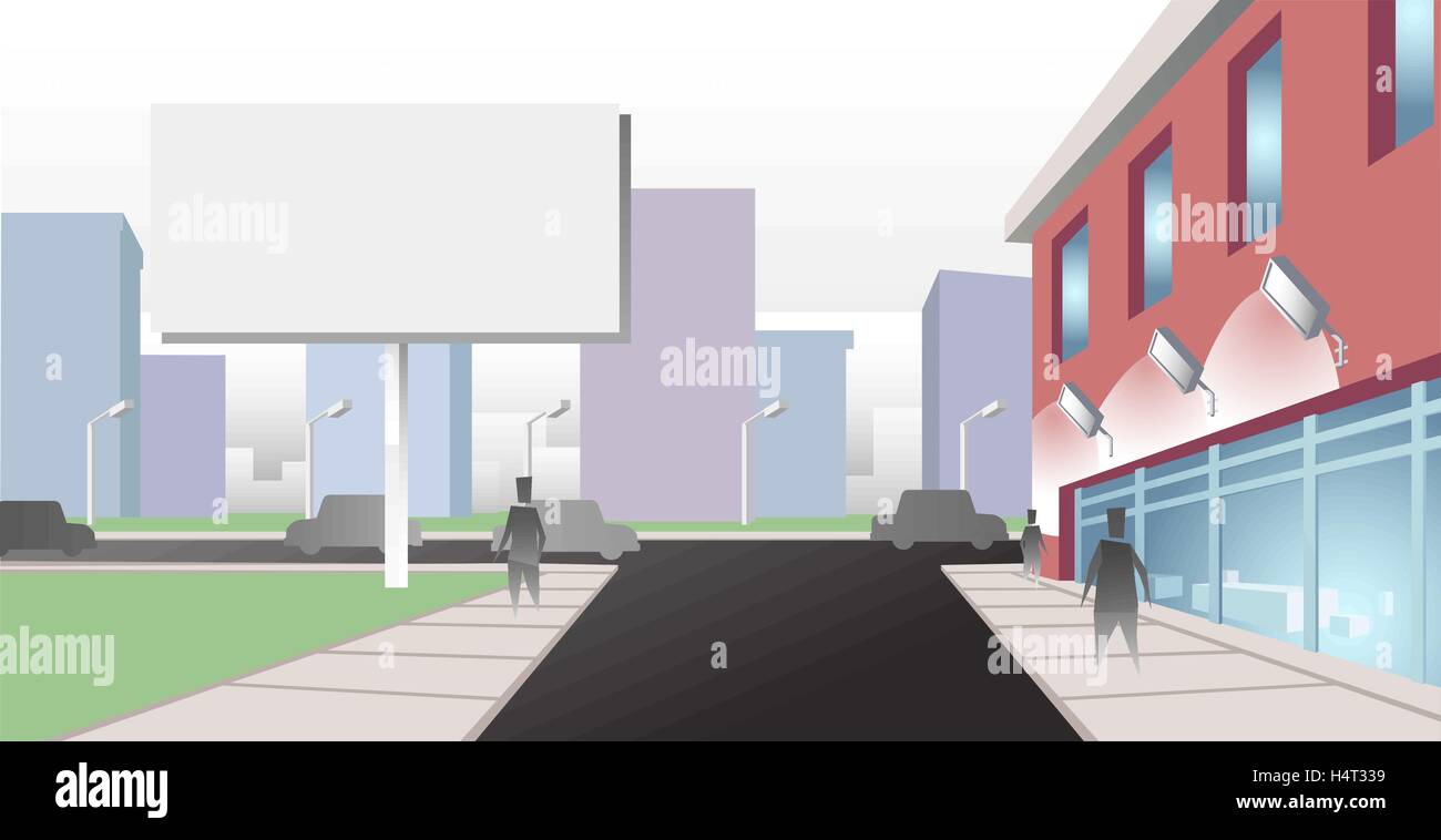 Public sidewalk street scene Stock Vector Images - Alamy