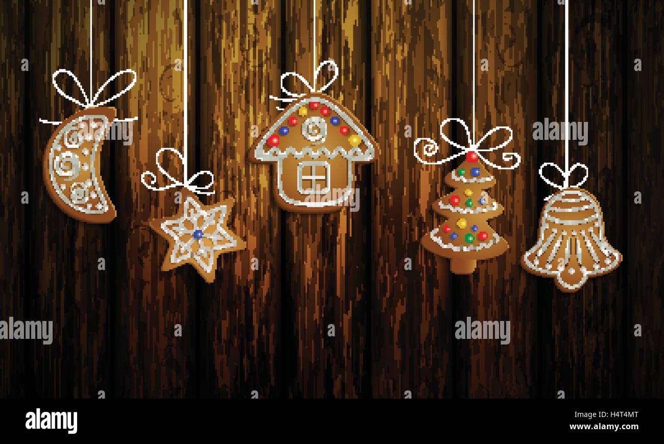 Gingerbread man tree and stars Stock Vector Image & Art - Alamy