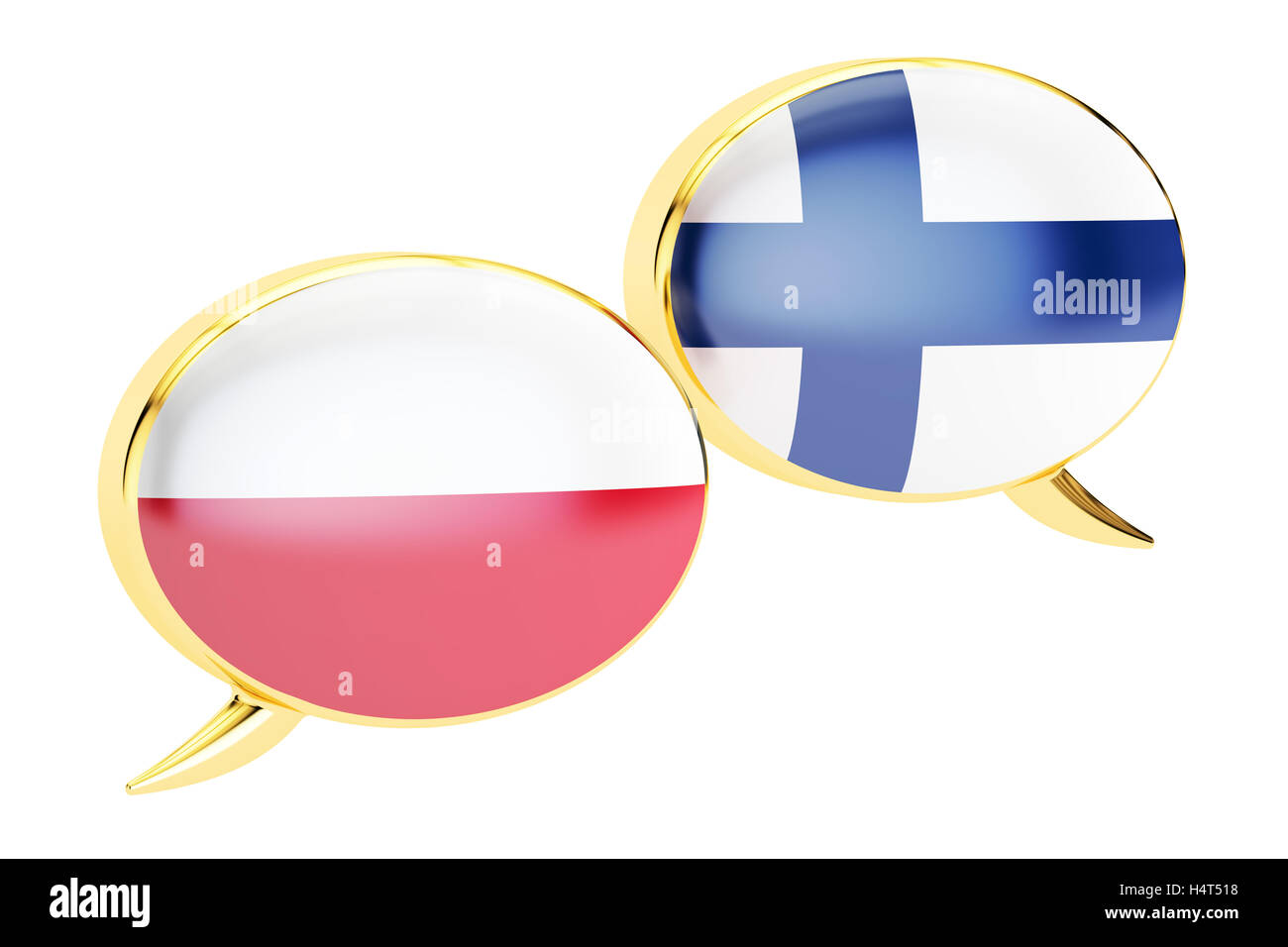 Speech bubbles, Polish-Finnish conversation concept. 3D rendering Stock ...