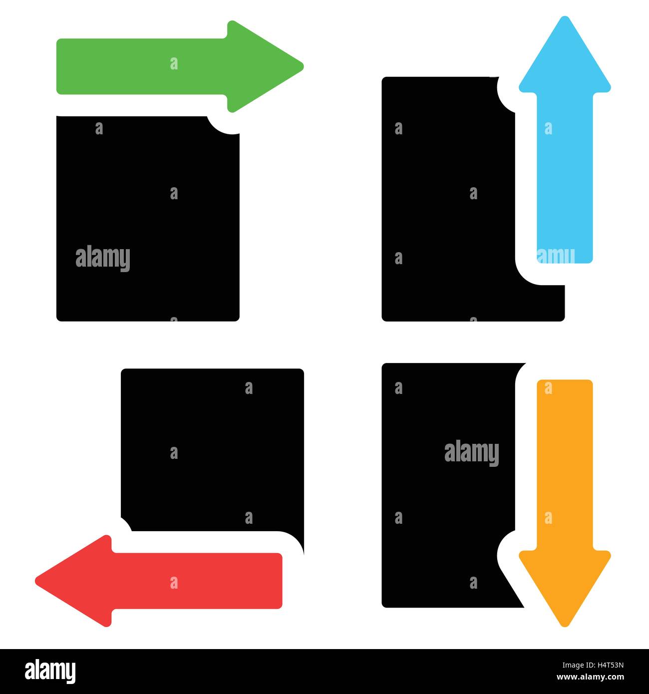 Banners w arrows in four direction - Arrows cut in rectangle shapes ...