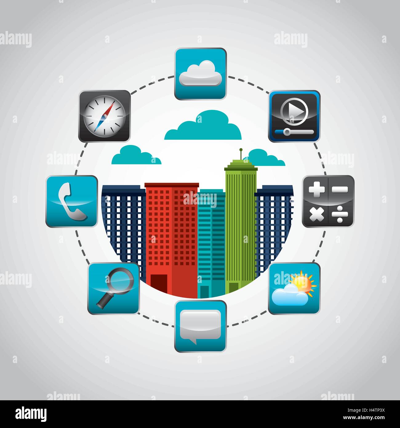 cityscape with app store icons Stock Vector Image & Art - Alamy