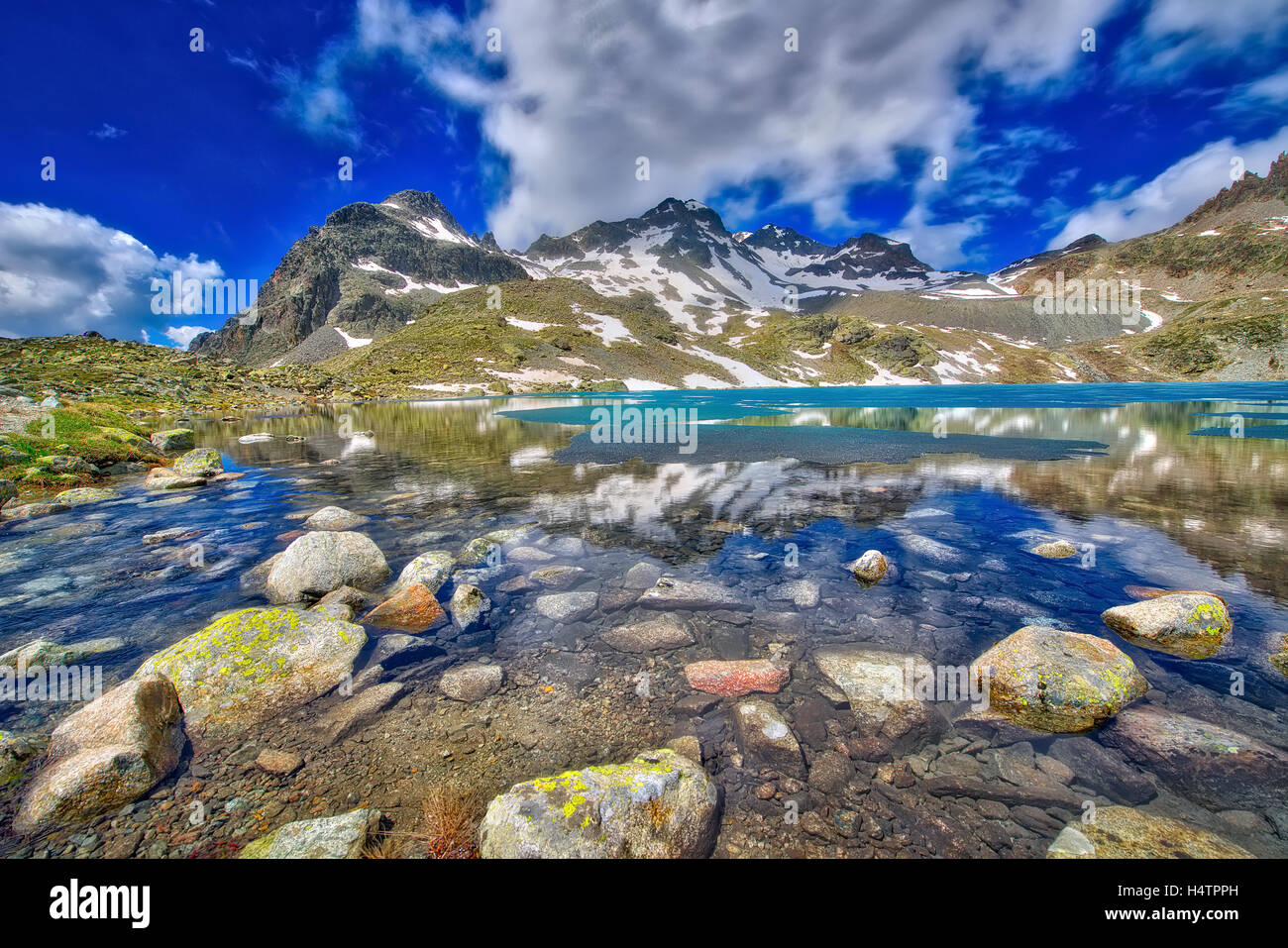 clear mountain lake after the spring thaw Stock Photo - Alamy
