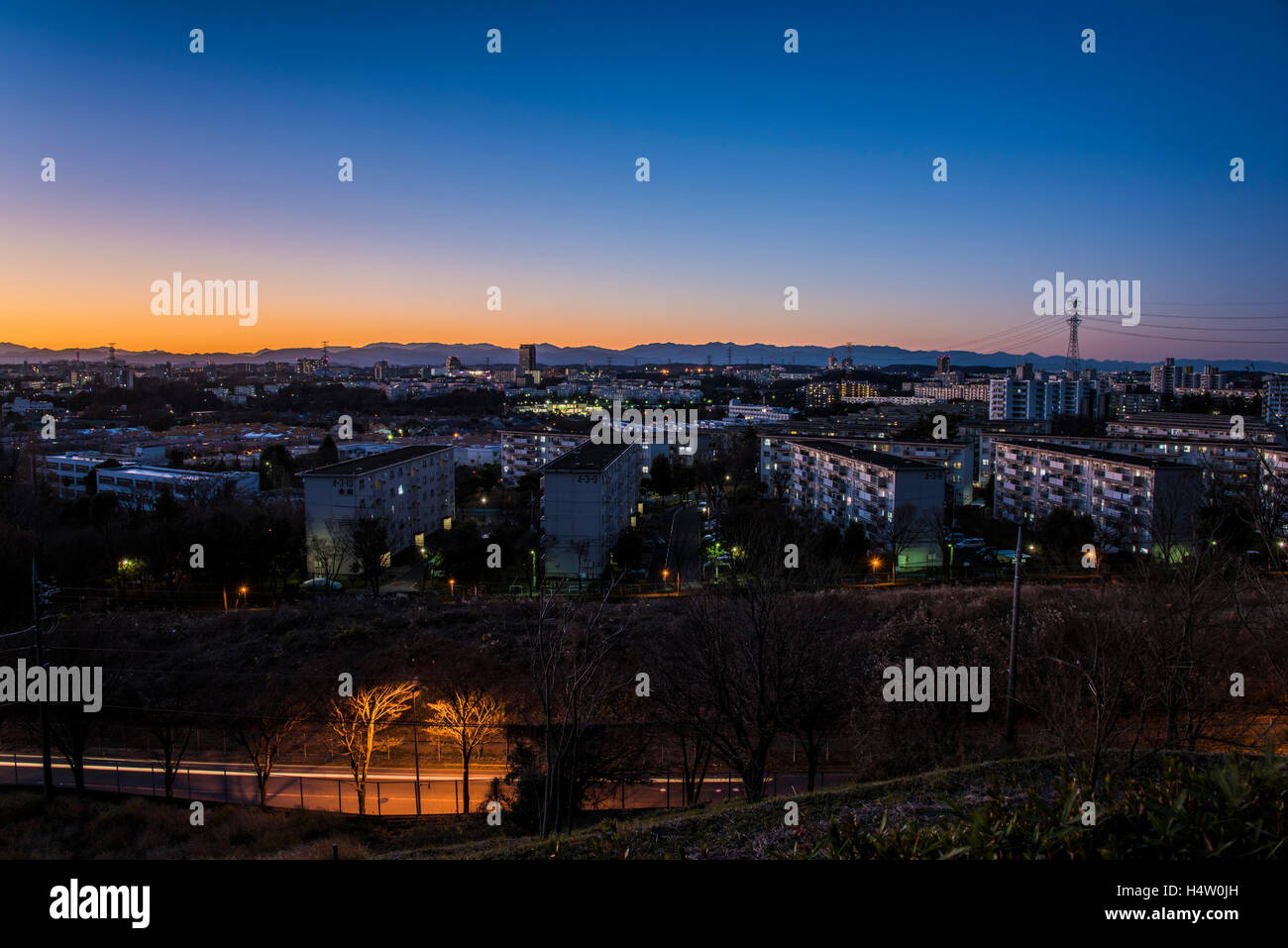 General view of Tama New Town from panorama Hill, Tama City, Tokyo ...