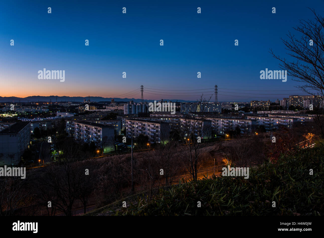 General view of Tama New Town from panorama Hill, Tama City, Tokyo ...