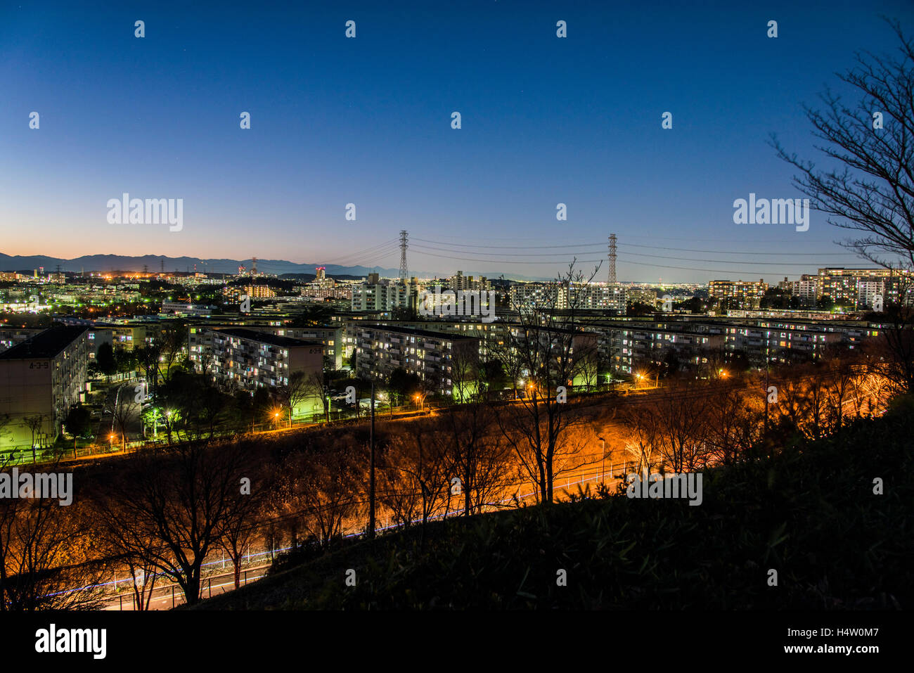 General view of Tama New Town from panorama Hill, Tama City, Tokyo ...