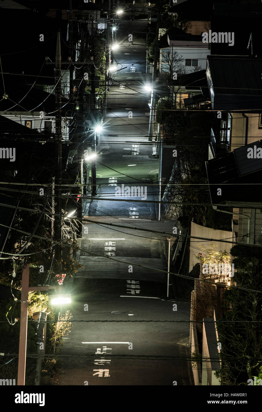 Night street, Seisekisakuragaoka, Tama City, Tokyo, Japan Stock Photo ...