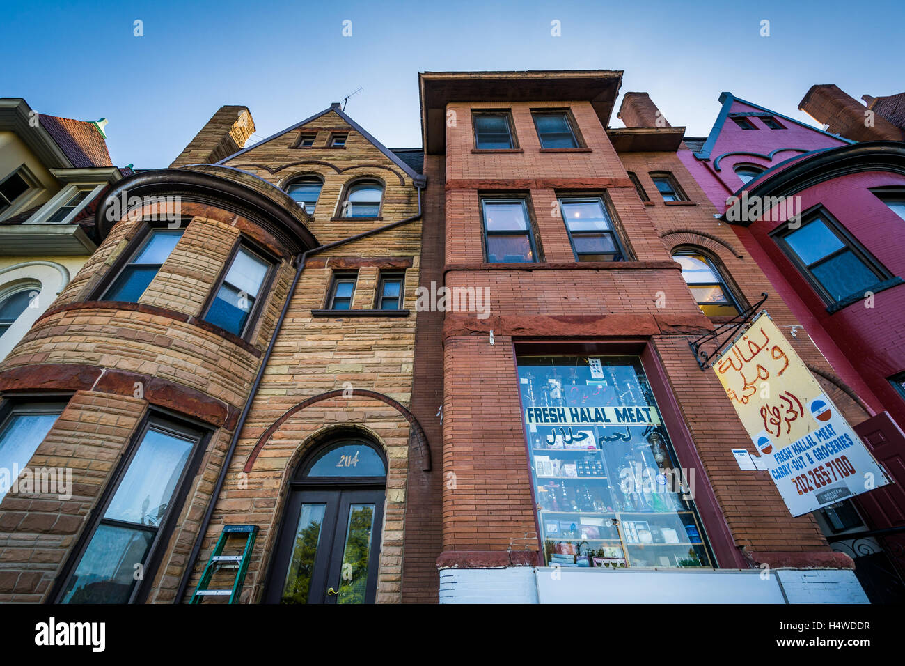 Buildings along 18th Street in Adams Morgan, in Washington, DC Stock ...