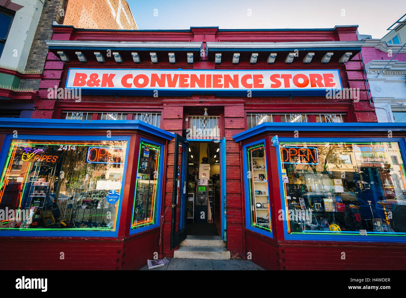 Buildings along 18th Street in Adams Morgan, in Washington, DC Stock ...
