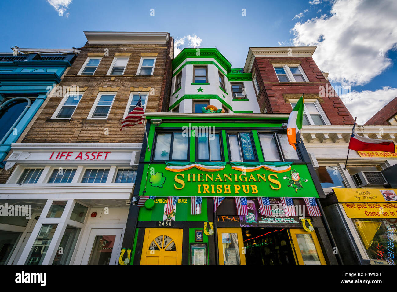 Buildings along 18th Street in Adams Morgan, in Washington, DC Stock ...