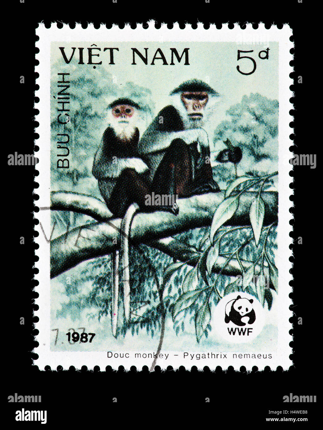 Postage stamp from Vietnam depicting red-shanked Douc monkeys ...