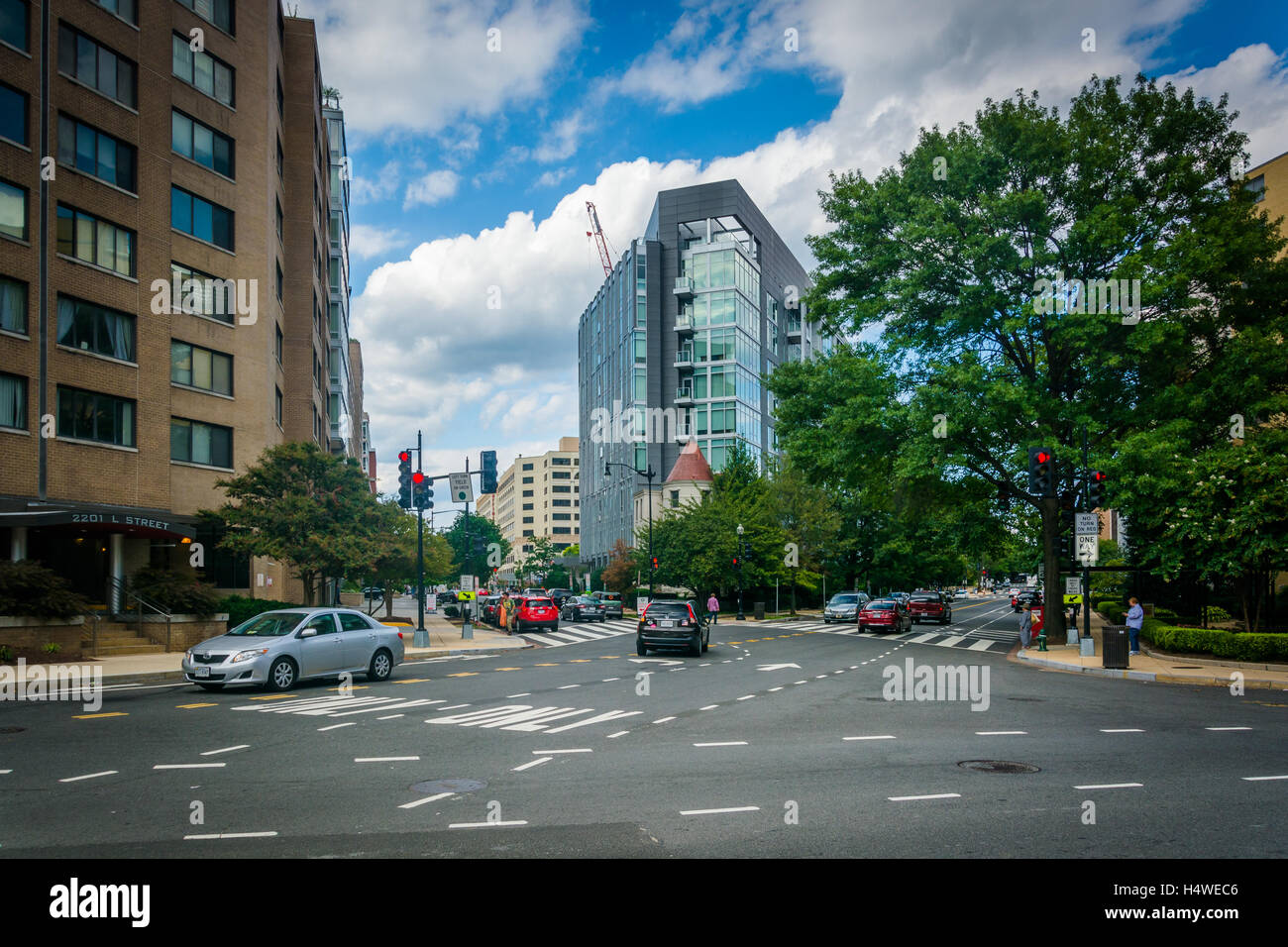 Buildings and intersection in the West End, in Washington, DC Stock ...