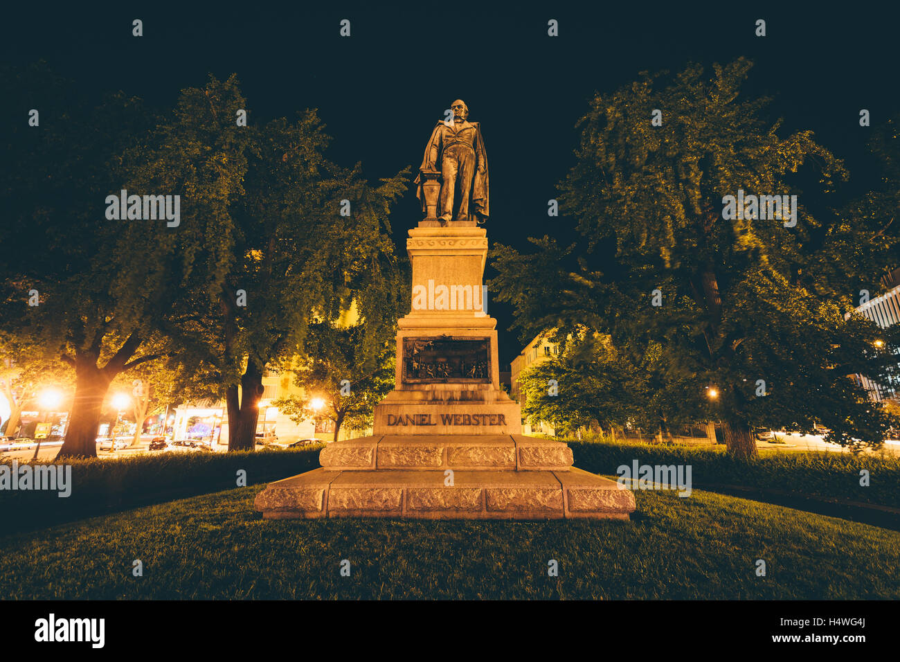 Daniel Webster statue at night, in Washington, DC Stock Photo - Alamy