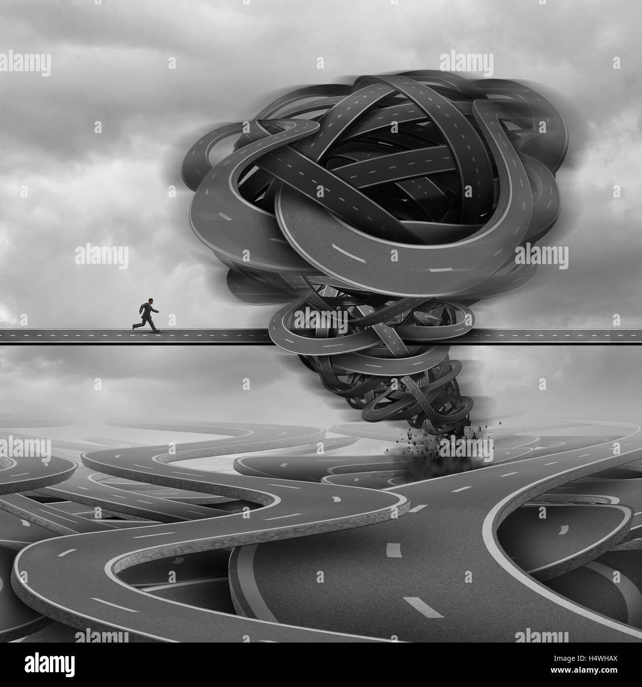 Overcoming challenges business concept as a businessman trying to cross ...