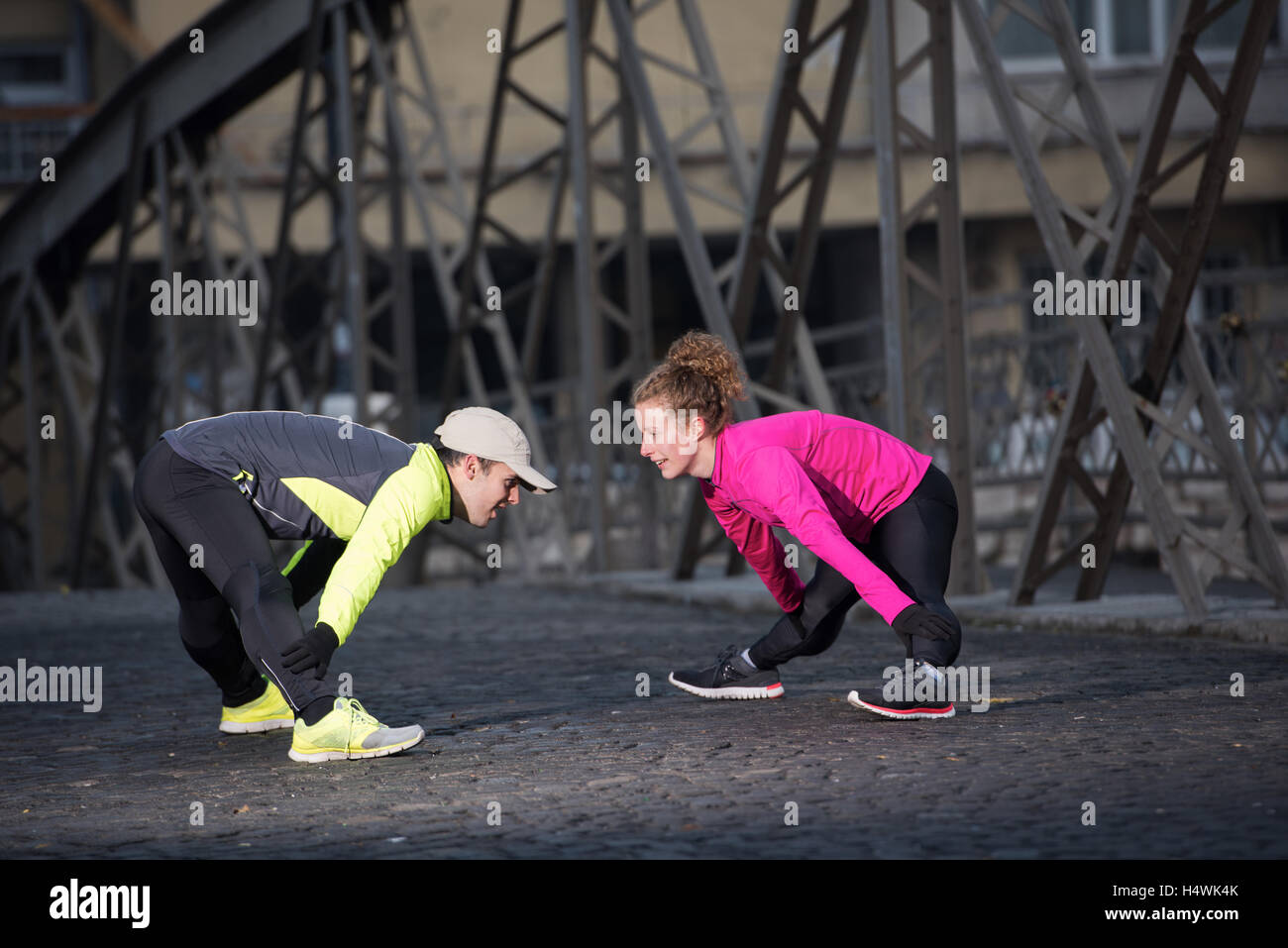 Girl warming up before training hi-res stock photography and images - Alamy
