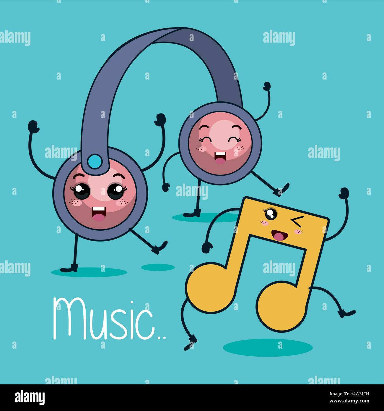 headphone character kawaii style Stock Vector Image & Art - Alamy